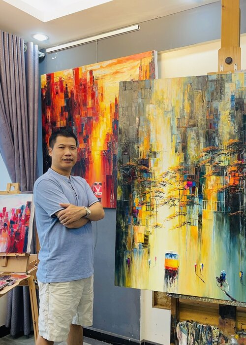 Spring Rain by Quan Le (2022) : Painting Oil on Wood - SINGULART