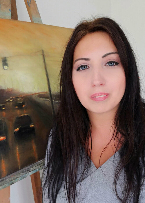 Blue Symphony by Angela Suto (2021) : Painting Oil on Wood - SINGULART