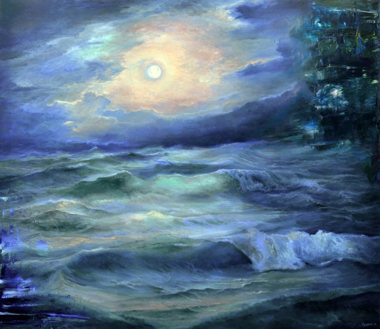 Moonlight by Sergey Lutsenko (2018) : Painting Oil on Canvas - SINGULART