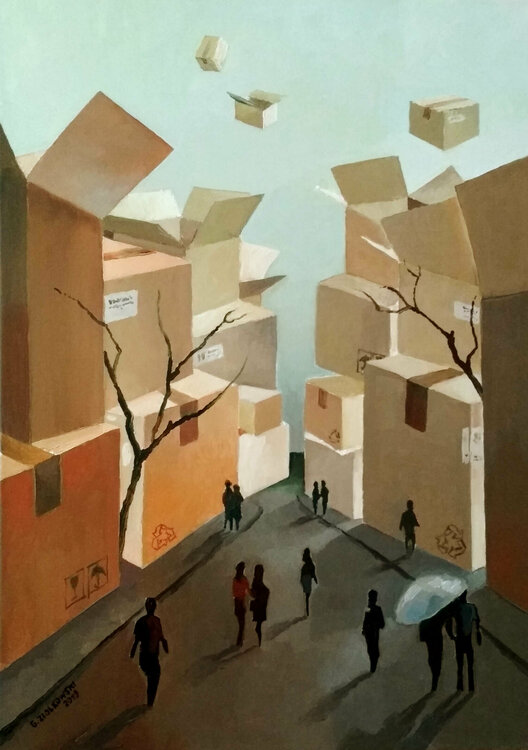 AMAZON CITY von Gregor Ziolkowski (2019): Malerei Öl auf Leinwand ...