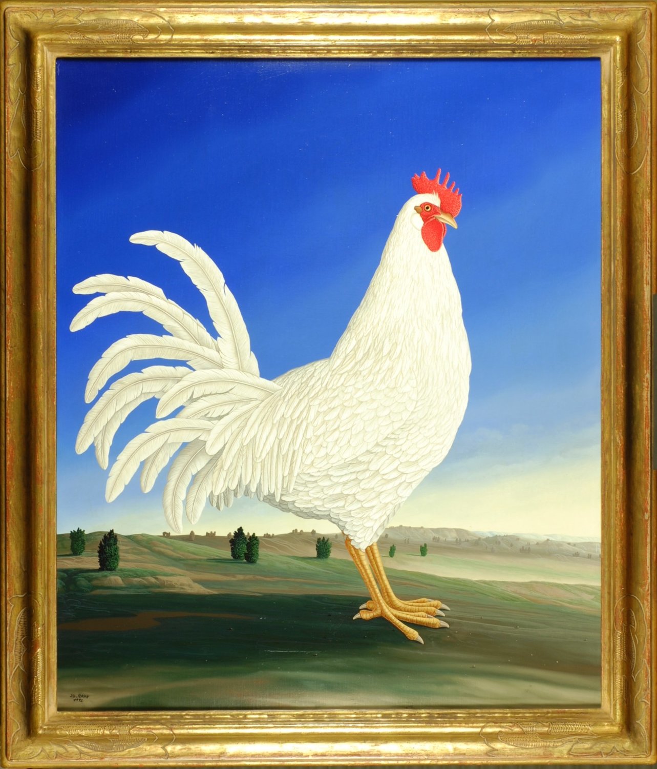 Weißer Hahn by Siegbert Hahn (1992) : Painting Oil on Canvas - SINGULART