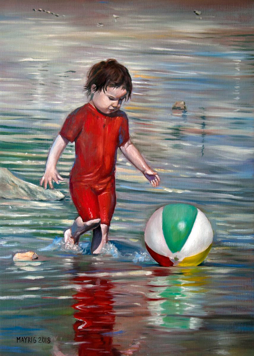 Child with beach ball by Mayrig Simonjan (2018) : Painting Oil on ...