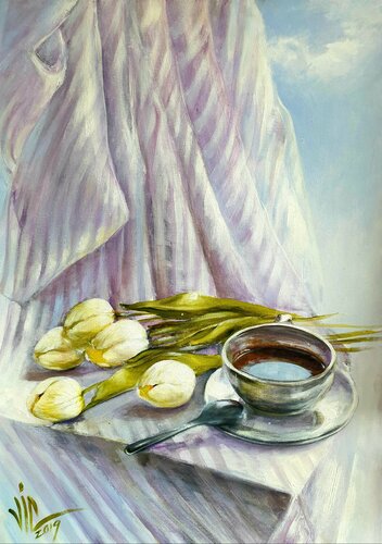 Lilac flowers in a vase by Vali Irina Ciobanu (2021) : Painting Oil on ...