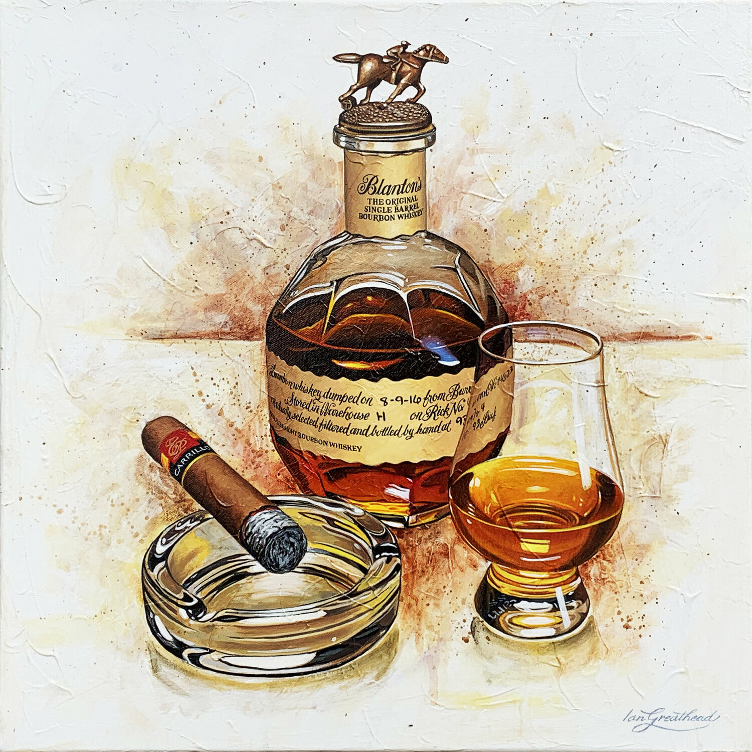 Blanton’s with Davidoff Cigar by Ian Greathead (2019) : Painting Oil on ...