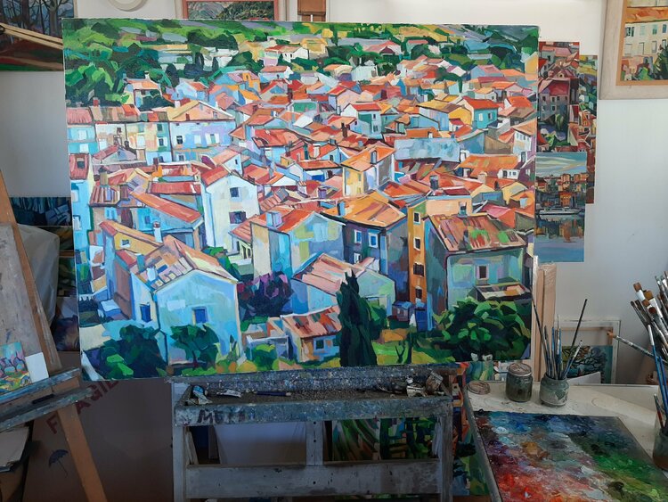 City roof 4 by Maja Đokić Mihajlović (2016) : Painting Oil on Canvas ...