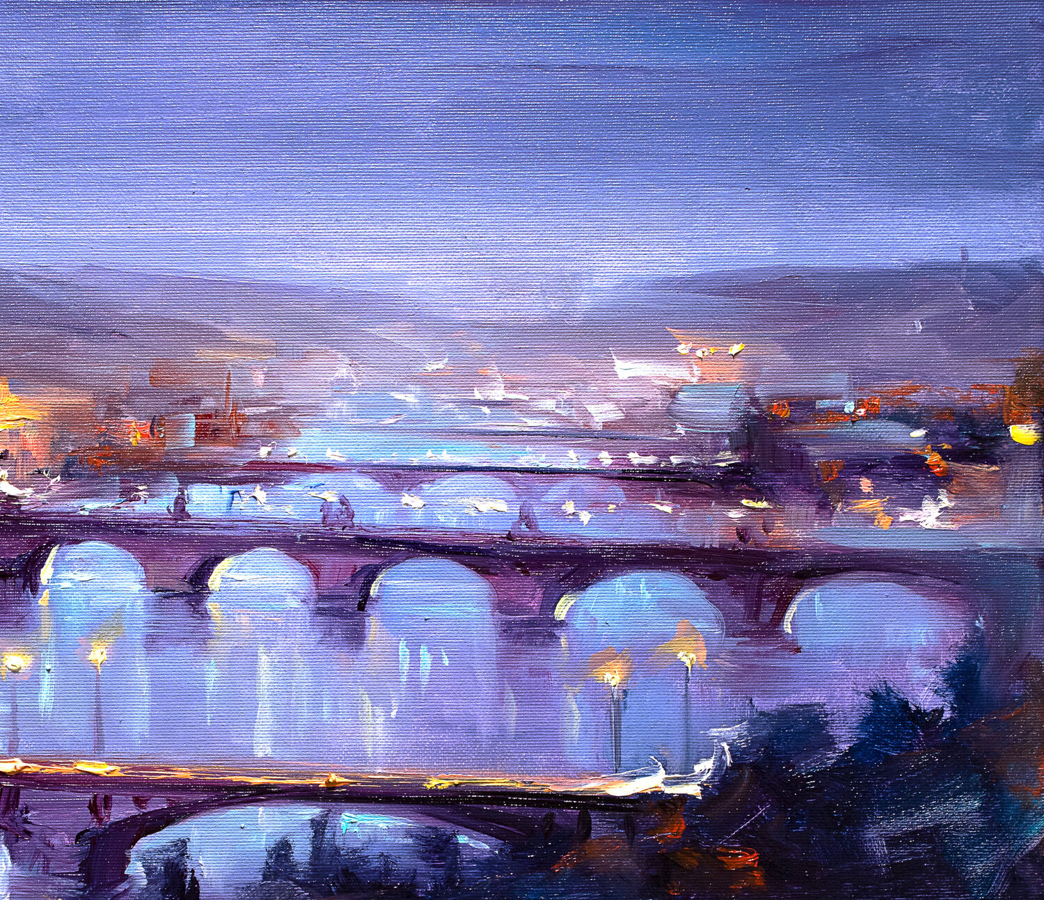 Prague skyline by Bozhena Fuchs (2022) : Painting Oil on Canvas - SINGULART