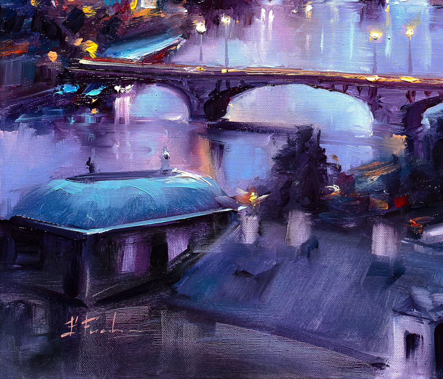 Prague skyline by Bozhena Fuchs (2022) : Painting Oil on Canvas - SINGULART