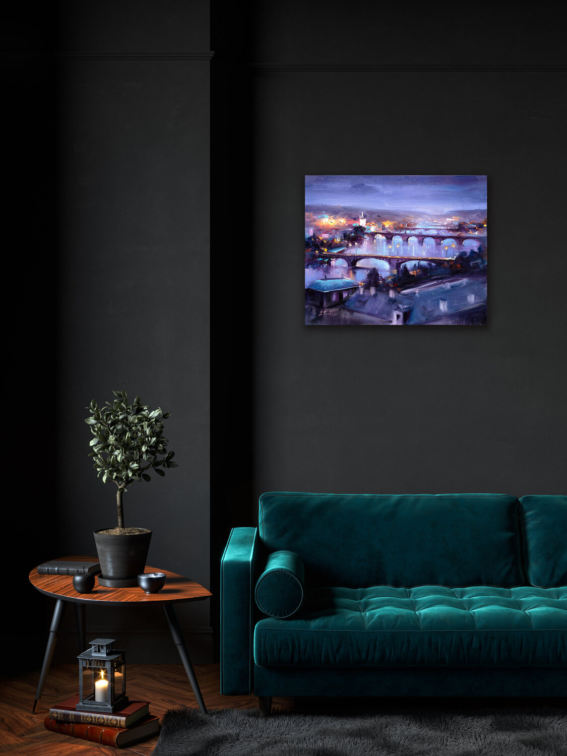 Prague skyline by Bozhena Fuchs (2022) : Painting Oil on Canvas - SINGULART