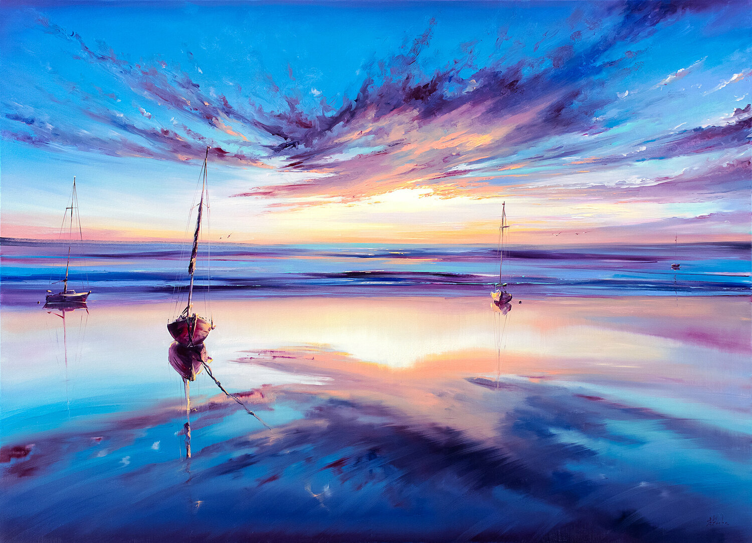 The peace sea by Bozhena Fuchs (2021) : Painting Oil on Canvas - SINGULART