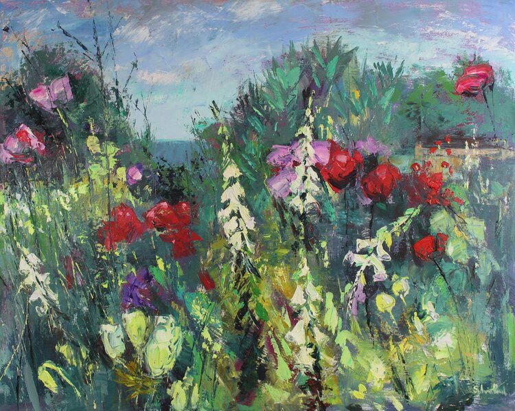 Garden with Sea View by Sylvia Paul (2022) : Painting Oil on Canvas ...