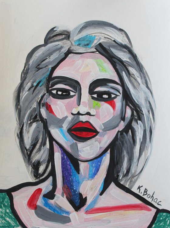 Red lips by Katerina Bohac (2021) : Drawing Pastel, India Ink on Paper ...