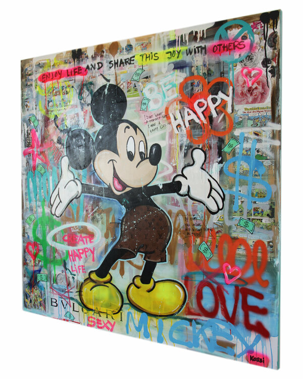 Mickey Happy Life by Kristin Kossi (2020) : Painting Acrylic, Collage ...