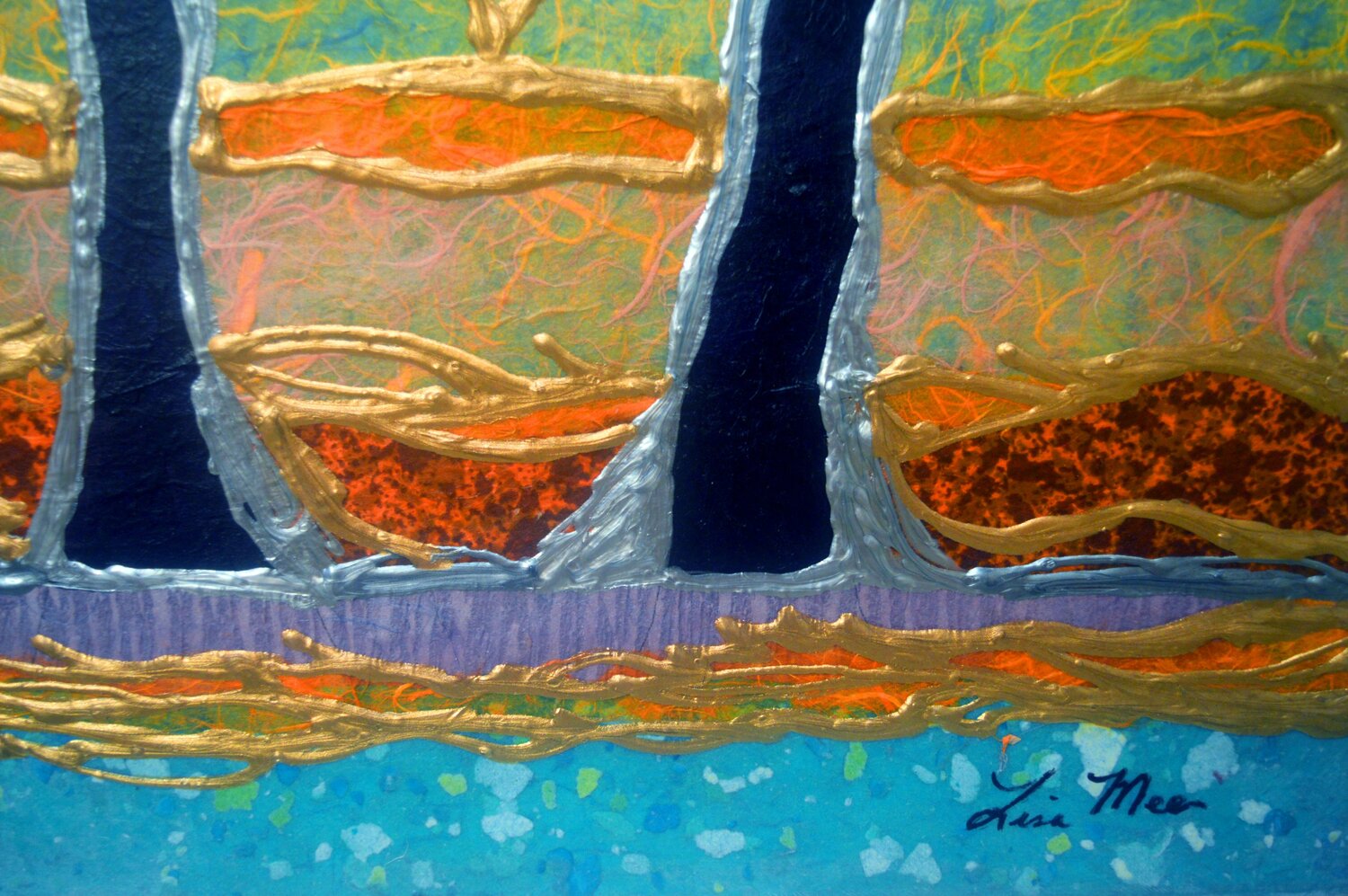 Trees Along The Riviera by Lisa Mee (2020) : Painting Acrylic, Gilding ...