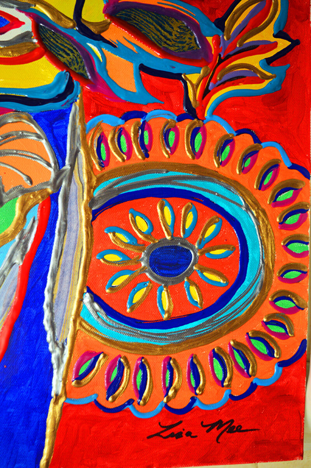 Crimson Jubilation by Lisa Mee (2022) : Painting Acrylic, Gilding on ...