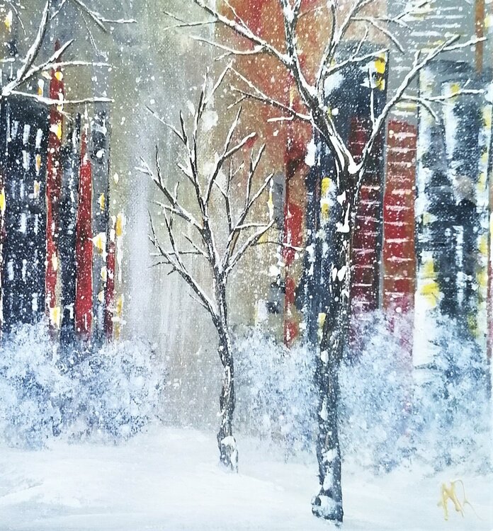 Brumes et neige by Anne Robin (2022) : Painting Acrylic on Canvas ...