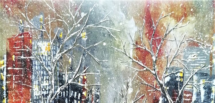 Brumes et neige by Anne Robin (2022) : Painting Acrylic on Canvas ...