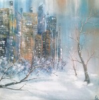 Brumes et neige by Anne Robin (2022) : Painting Acrylic on Canvas ...