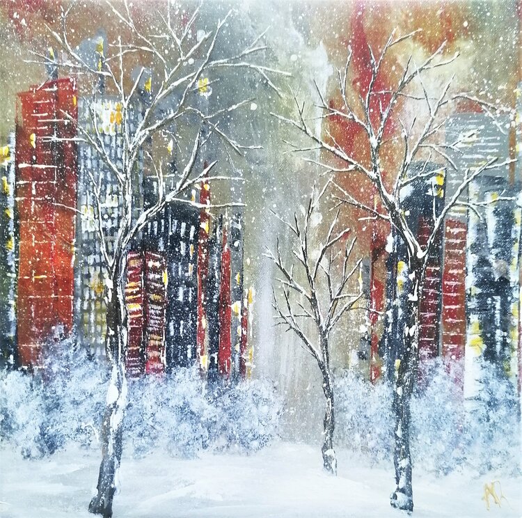 Brumes et neige by Anne Robin (2022) : Painting Acrylic on Canvas ...