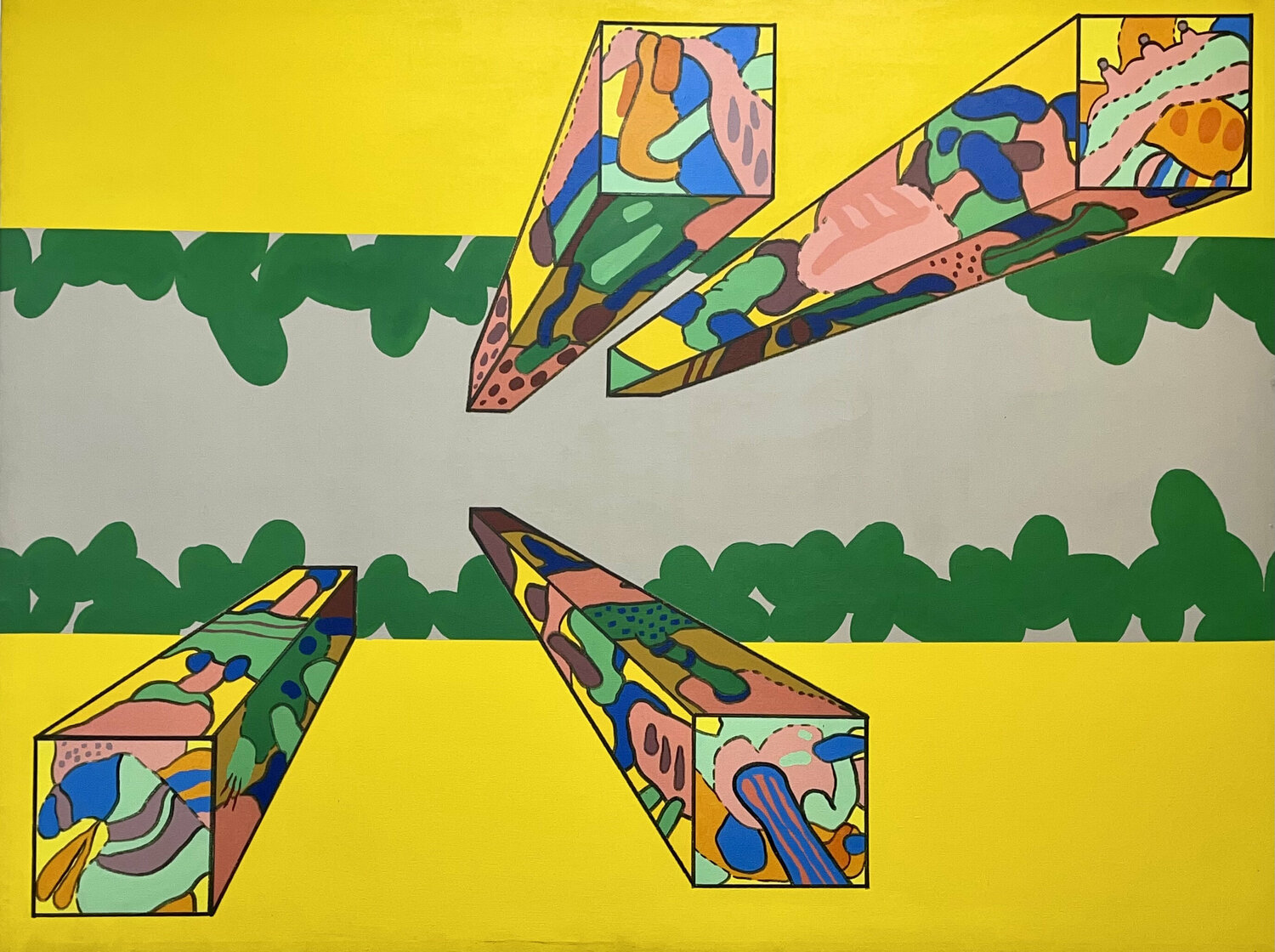 A selection of contemporary paintings in shades of yellow