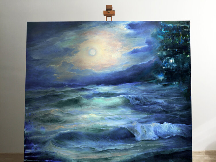 Moonlight by Sergey Lutsenko (2018) : Painting Oil on Canvas - SINGULART