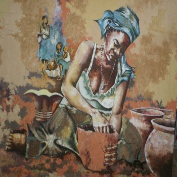 danseur de n'goron by Charles Bonkoungou (2019) : Painting Acrylic, Collage on Canvas - SINGULART