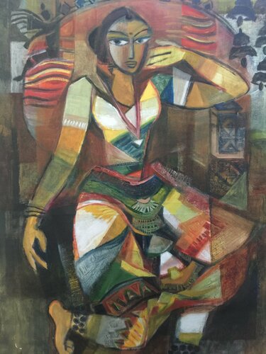 Bharathanatiyam by Raja Segar (2020) : Painting Acrylic, Oil on Canvas ...