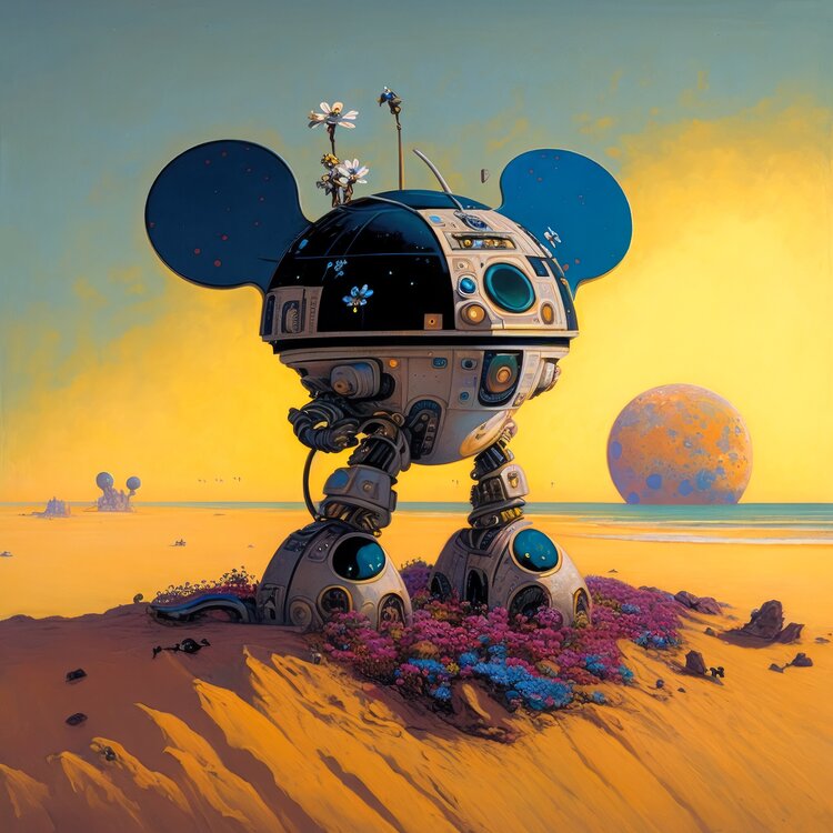 Futuristic robotic Mickey Mouse by Cheeky Bunny (2023) : Painting ...