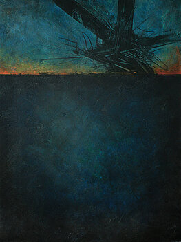 Crimson Sky by Peisy Ting (2021) : Painting Acrylic, Plaster on Canvas ...