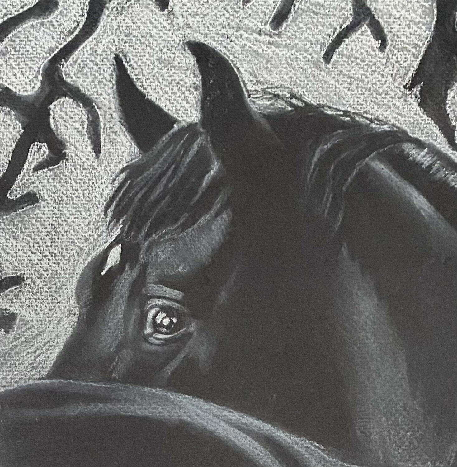 Black horse, I by Elena Zima (2021) : Drawing Pastel on Paper - SINGULART