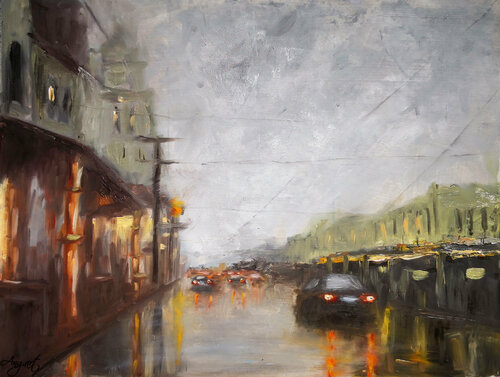 Blue Symphony by Angela Suto (2021) : Painting Oil on Wood - SINGULART