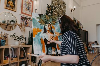 BRIGHT FREEDOM - colorful woman wall art, tropical queen portrait ...