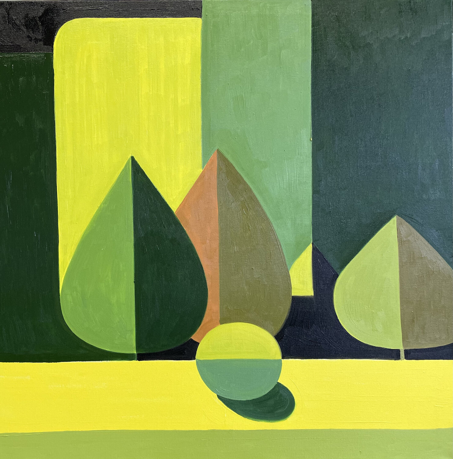 Three trees and a bush by Adrianne Lobel (2021) : Painting Oil on ...