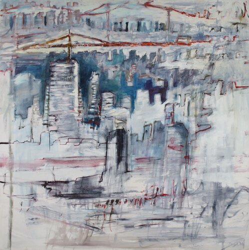 Red Freighter Day by Diana Page (2011) : Painting Oil on Canvas - SINGULART