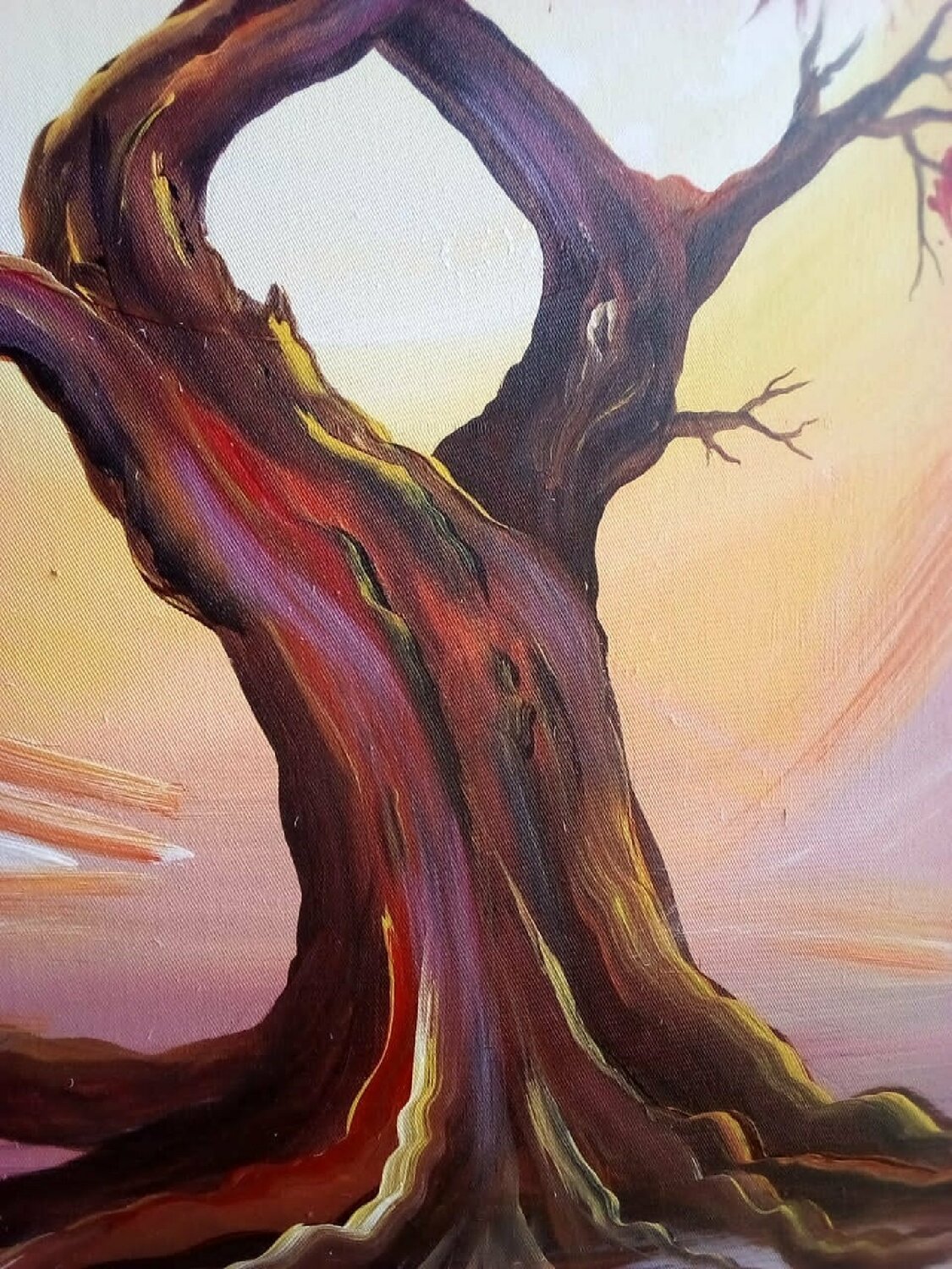 Sunset flowering tree by Ema Kato (2022) : Painting Acrylic on Canvas ...