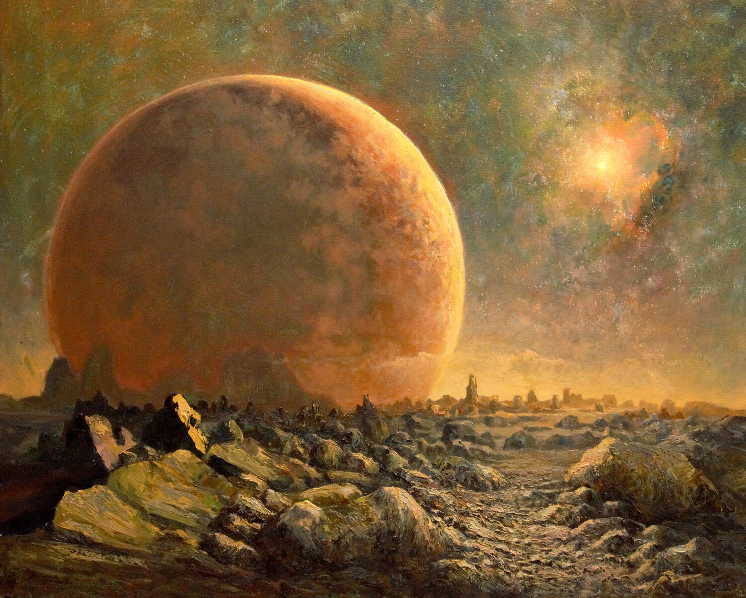 Outer space landscape oil painting by Dmitry Revyakin (2021) : Painting ...