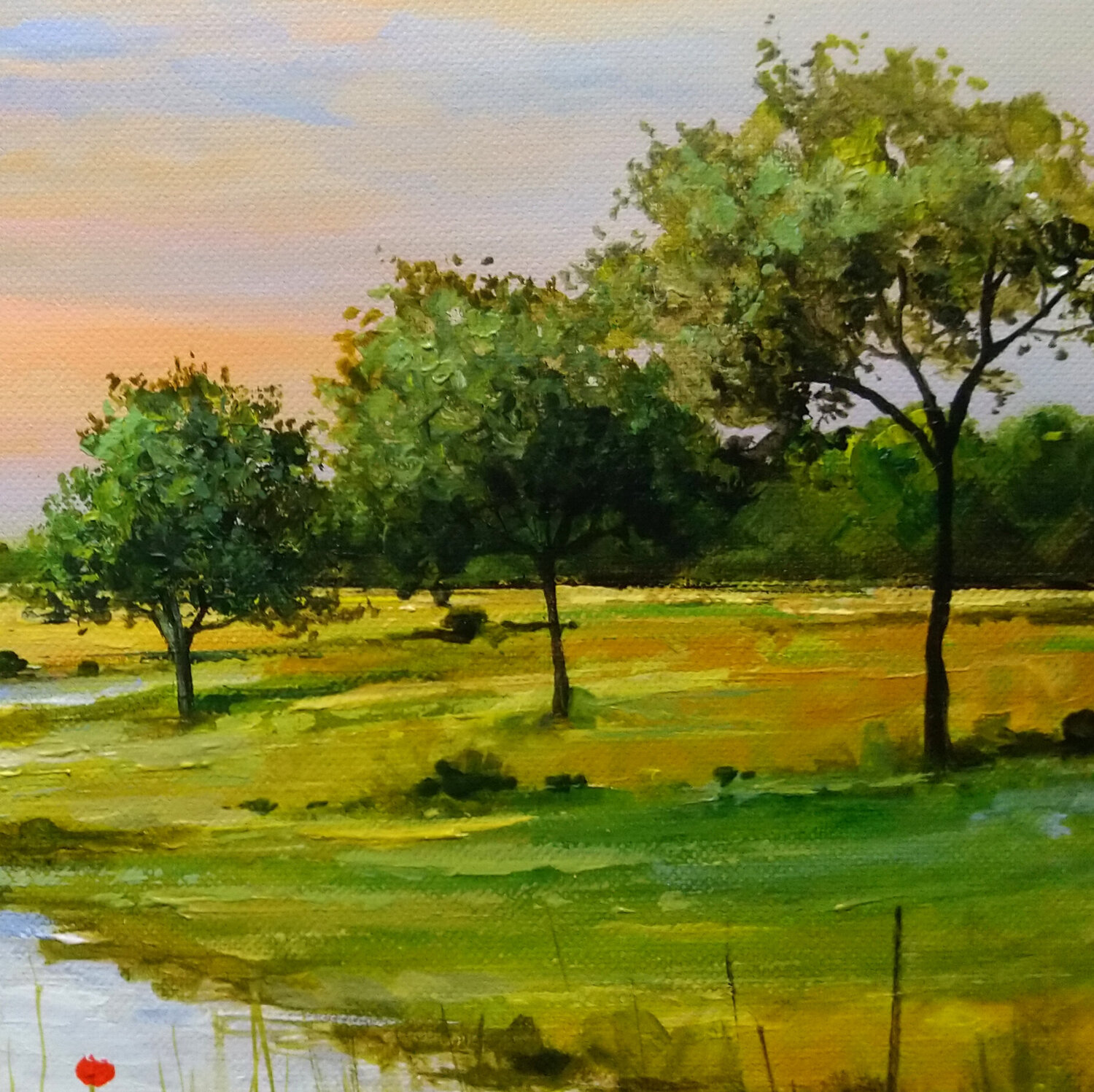 Couché de soleil sur la campagne by Eric Bruni (2022) : Painting ...