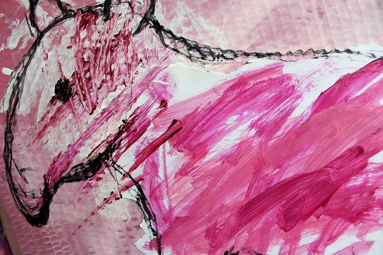 Pink tapir by Irina Tsypilova (2022) : Work on Paper Acrylic, Collage on Paper - SINGULART