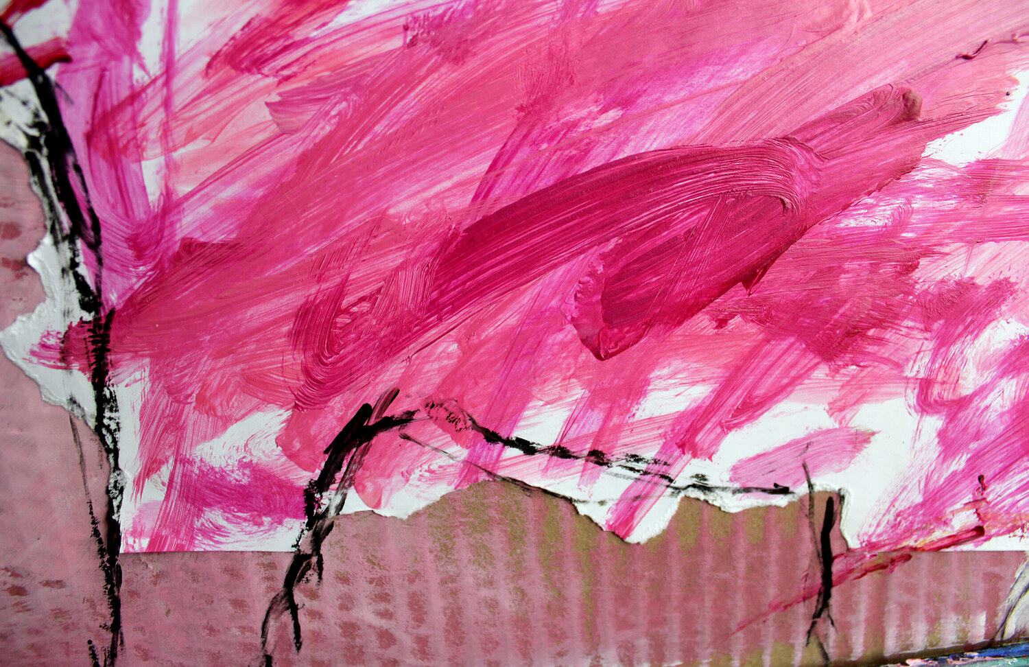 Pink tapir by Irina Tsypilova (2022) : Work on Paper Acrylic, Collage on Paper - SINGULART