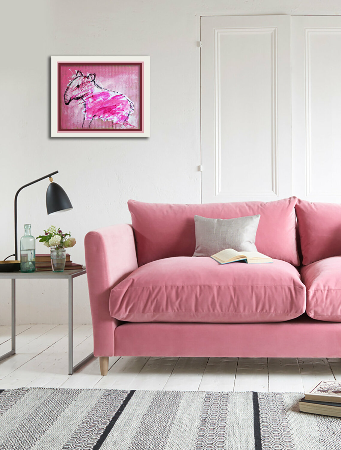 Pink tapir by Irina Tsypilova (2022) : Work on Paper Acrylic, Collage ...