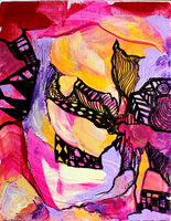 Pink tapir by Irina Tsypilova (2022) : Work on Paper Acrylic, Collage ...