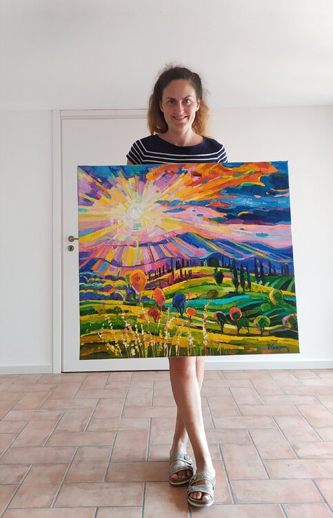 Dazzling Sun in Tuscany by Vanya Georgieva (2022) : Painting Oil on ...