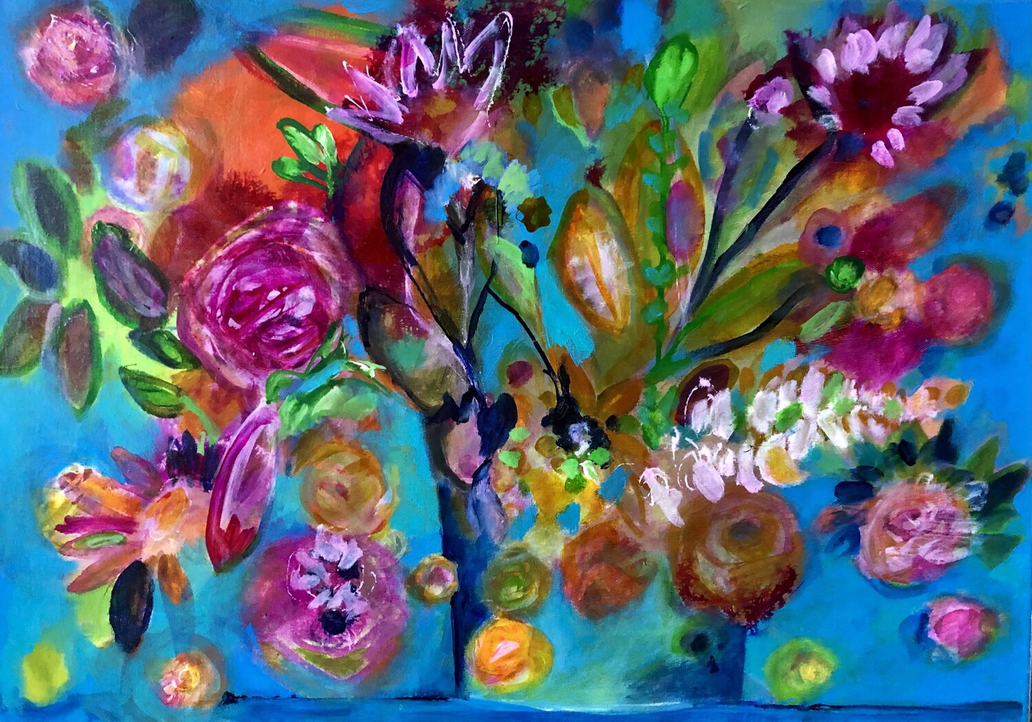 Bunter Strauß de Anne Samson (2023) : Peinture Acrylique, Encre de Chine sur Toile - SINGULART