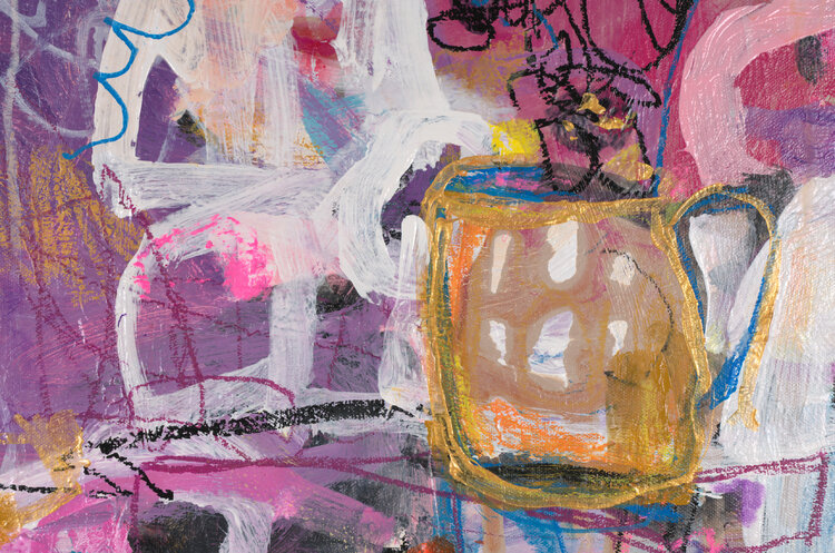 Golden vase by Marisol Evora (2022) : Painting Acrylic, Oil on Canvas ...