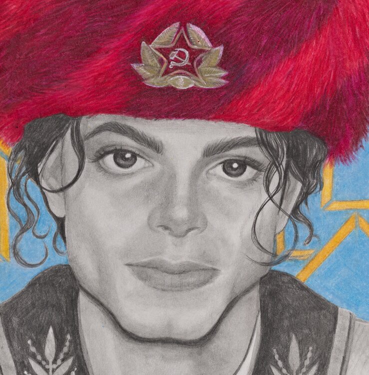 Michael Jackson and Red Ushanka by Marisol Evora (2022) : Drawing ...