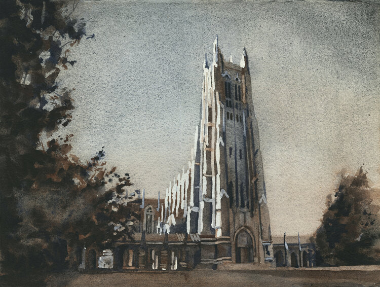 Art & Collectibles Duke University Chapel watercolor print Painting ...