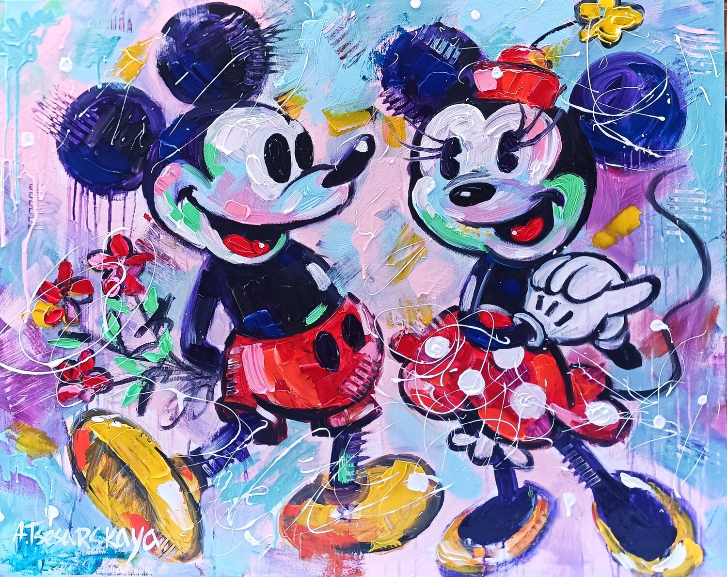 Mickey and Minnie Mouse - colorful portrait, Disney de Aliaksandra ...