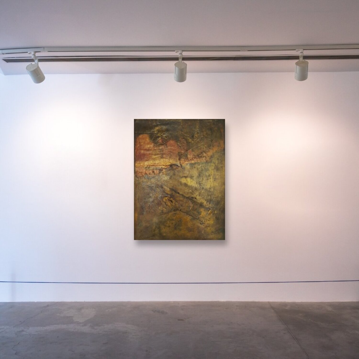 Large Gold Rustic Abstract Art "The Hidden Island" by Elle Ramirez ...