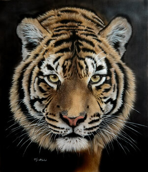 Tiger "Wisdom" - Silk Painting by Olga Belova (2022) : Work on Paper ...