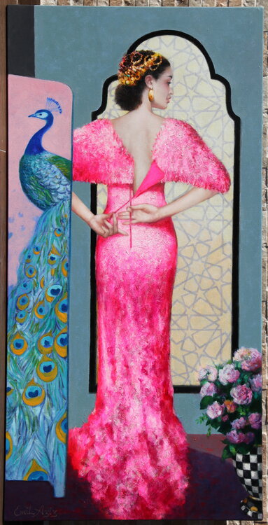 The Pink Dress by Emil Aziz (2020) : Painting Oil on Canvas - SINGULART