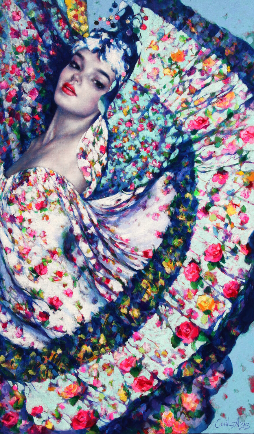 Dancing Flowers by Emil Aziz (2021) : Painting Oil on Canvas - SINGULART